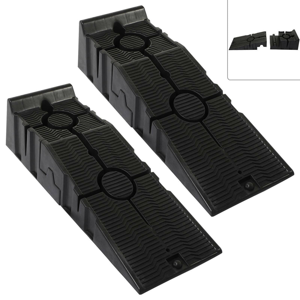 2 X SUPER STABLE EXTRA WIDE HEAVY DUTY PLASTIC CAR RAMPS WIDE WHEELS ...