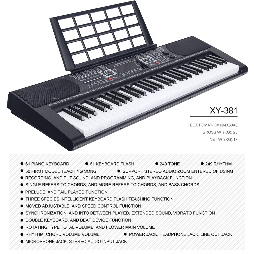 Full Size Electronic Full Size Keyboard 61 Key LCD Display (Illuminate ...